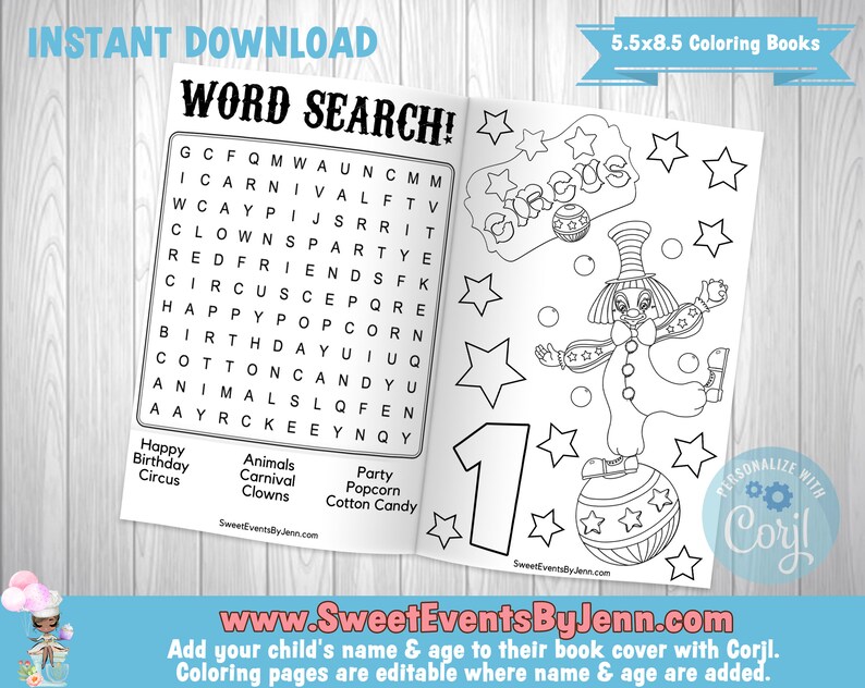 Circus Carnival Coloring Book Printable Coloring Book - Etsy