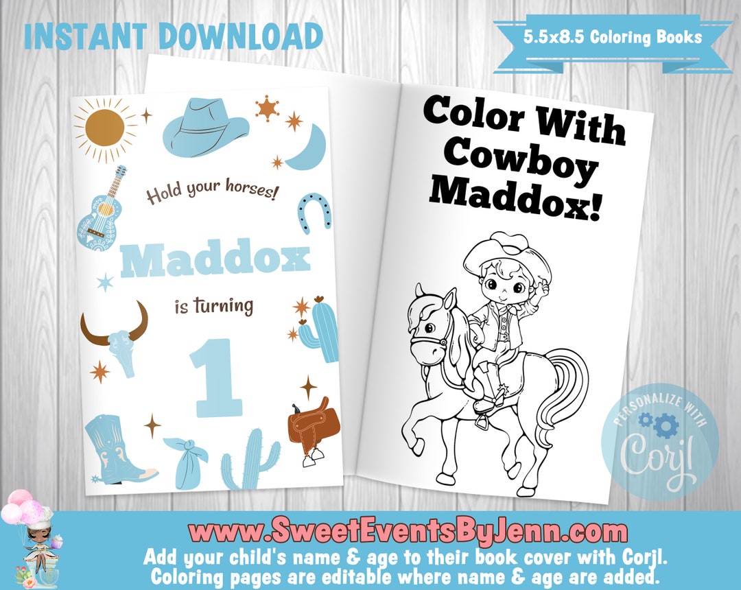 Cowboy Rodeo Coloring Book - Printable Coloring Book - Instant Download ...