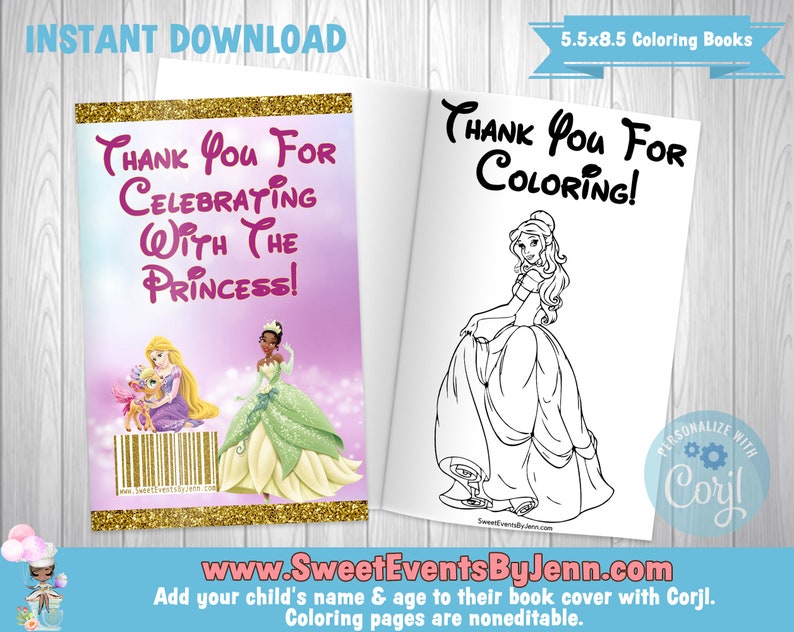 Princess Coloring Book: Editable Cover, Printable Pages (digital ...