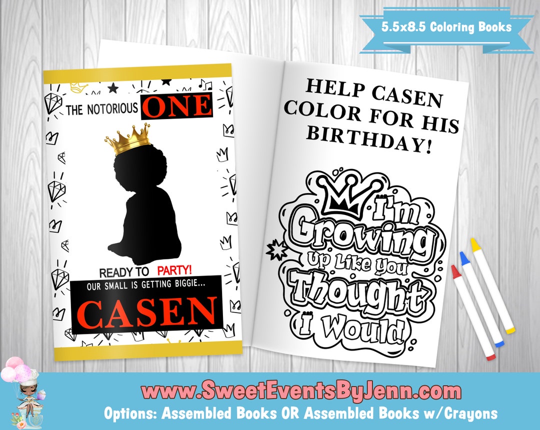 Notorious One Coloring Book & Crayons: Boy's 1st Birthday Party Favors ...