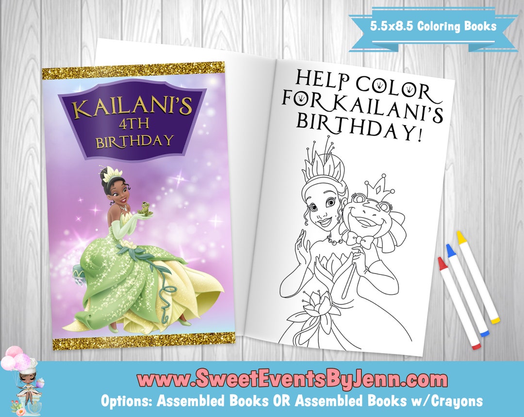 Custom Princess Coloring Book and Crayons Princess Birthday Party ...