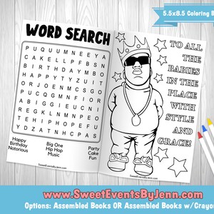 Notorious One Birthday Coloring Book & Crayons: Hip Hop Party Favors - Etsy