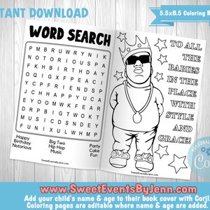 Notorious Big Two Coloring Book - Hip Hop Birthday - 2nd Birthday ...