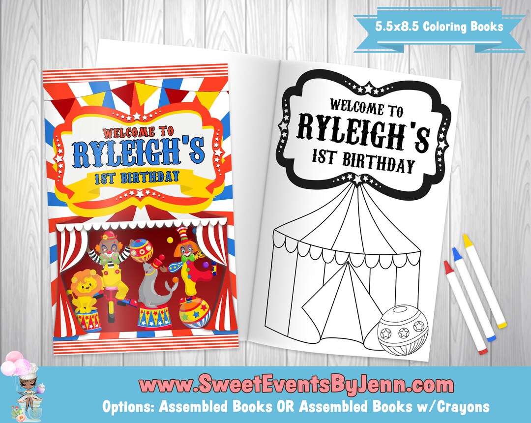 Circus Carnival Coloring Book & Crayons: Kids Birthday Party Favor - Etsy