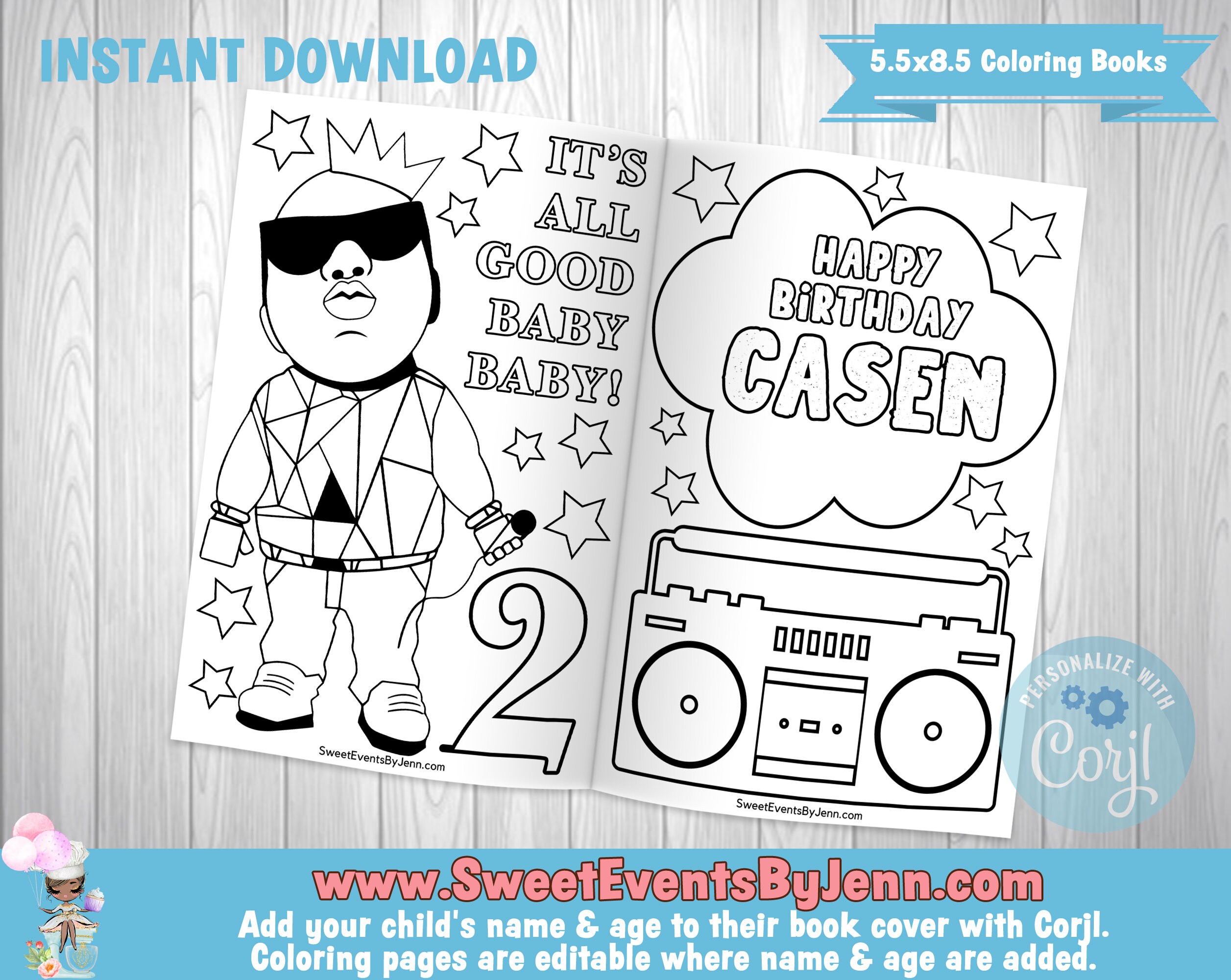 Notorious Big Two Coloring Book Hip Hop Birthday 2nd - Etsy