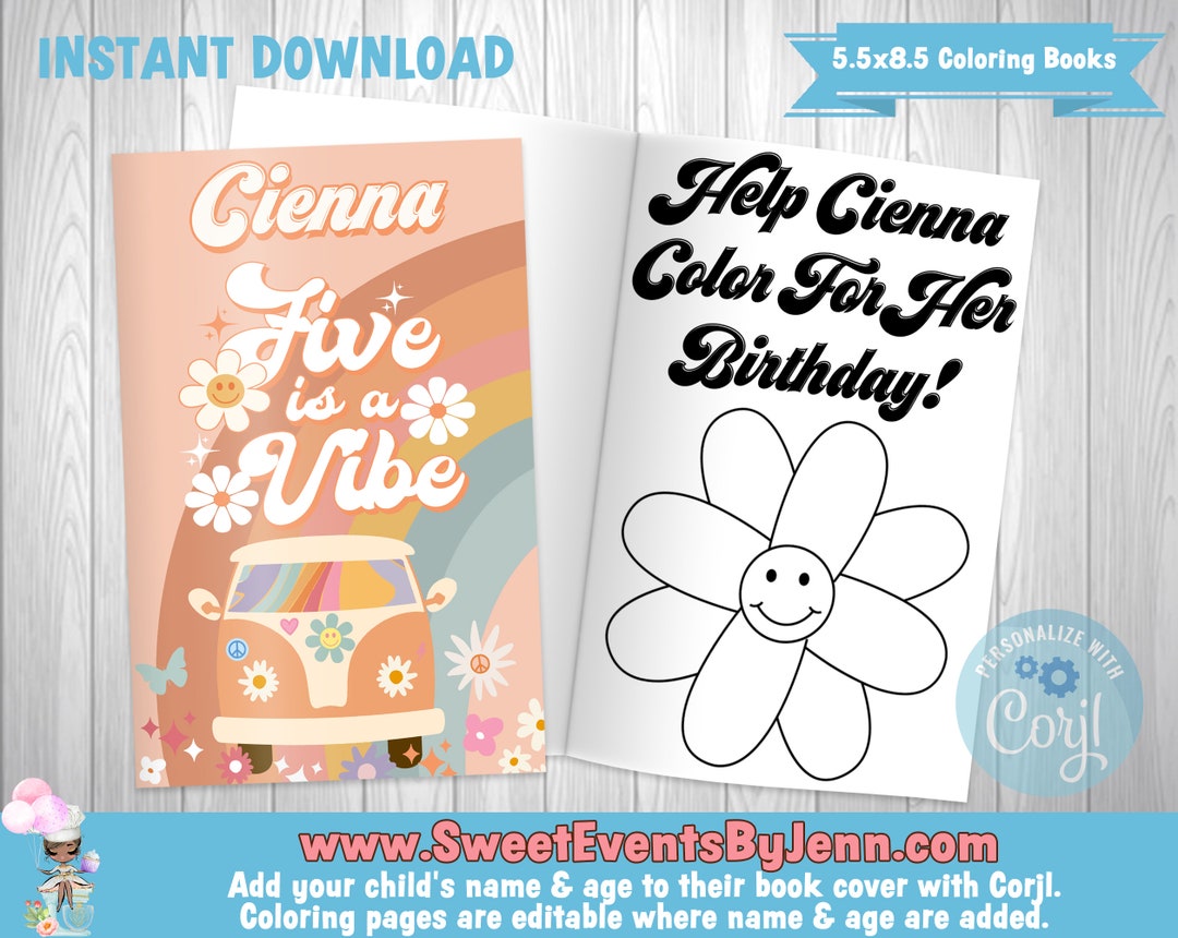 Groovy Five is A Vibe Coloring Book: Retro Hippie Theme (printable ...