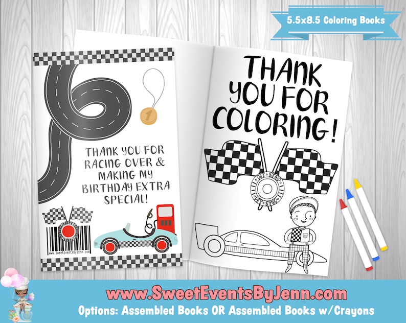 Vintage Race Car Coloring Book & Crayons: Birthday Party Favors - Etsy