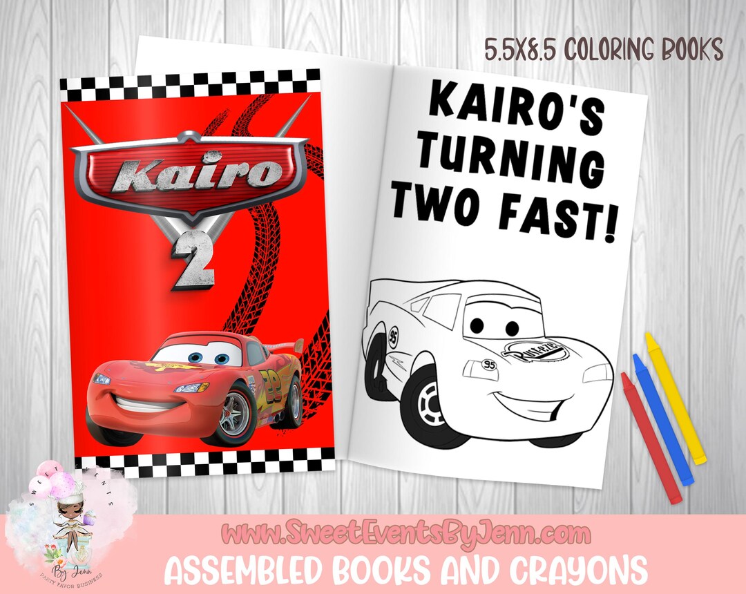 Cars Coloring Book and Crayons - 2nd Birthday Party Favors - Race Car ...