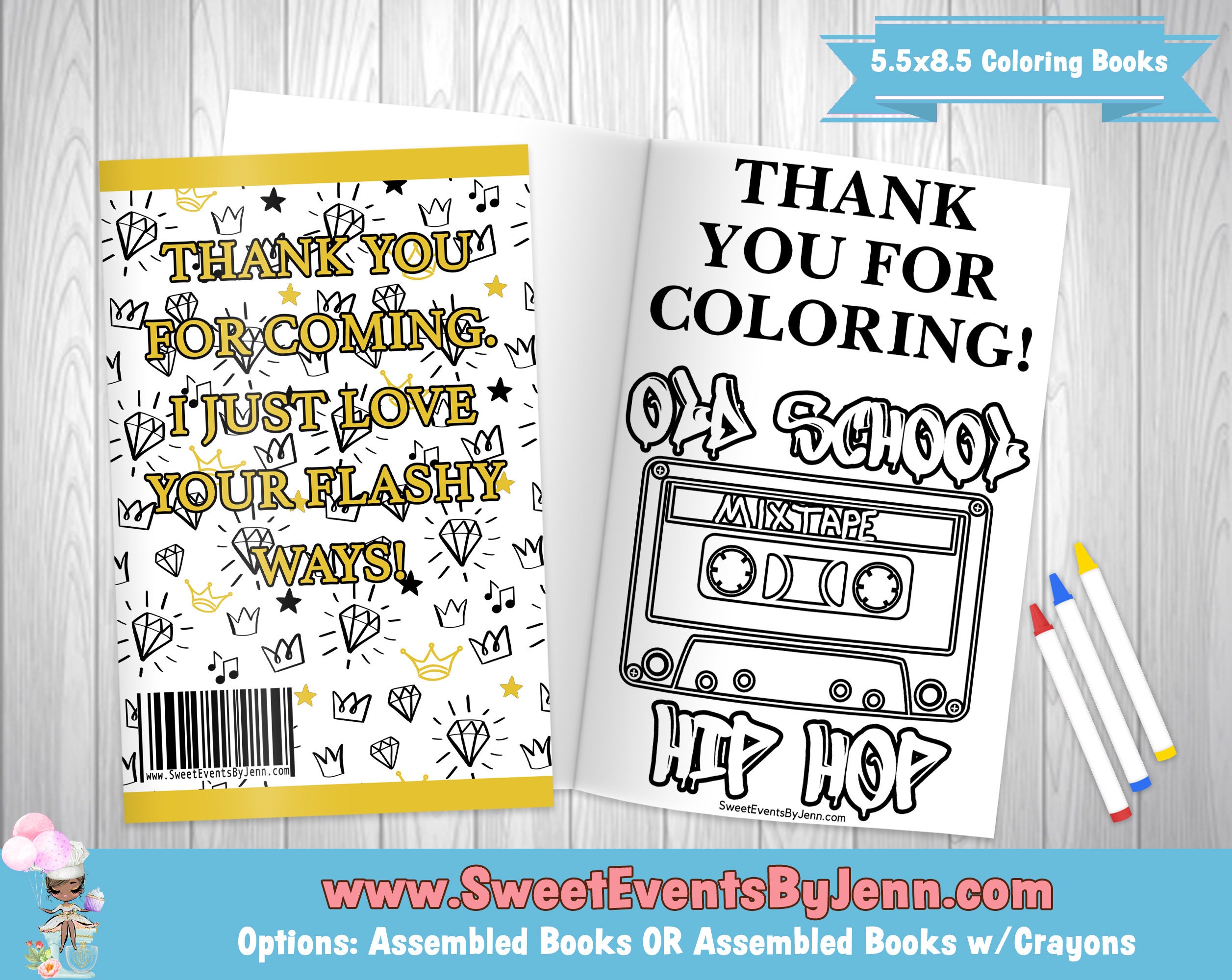 Notorious One Birthday Coloring Book & Crayons: Hip Hop Party Favors - Etsy
