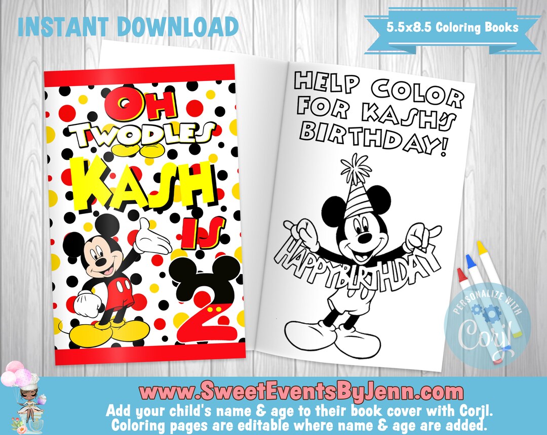 Customizable Birthday Coloring Book: Editable Cover & Pages (digital ...