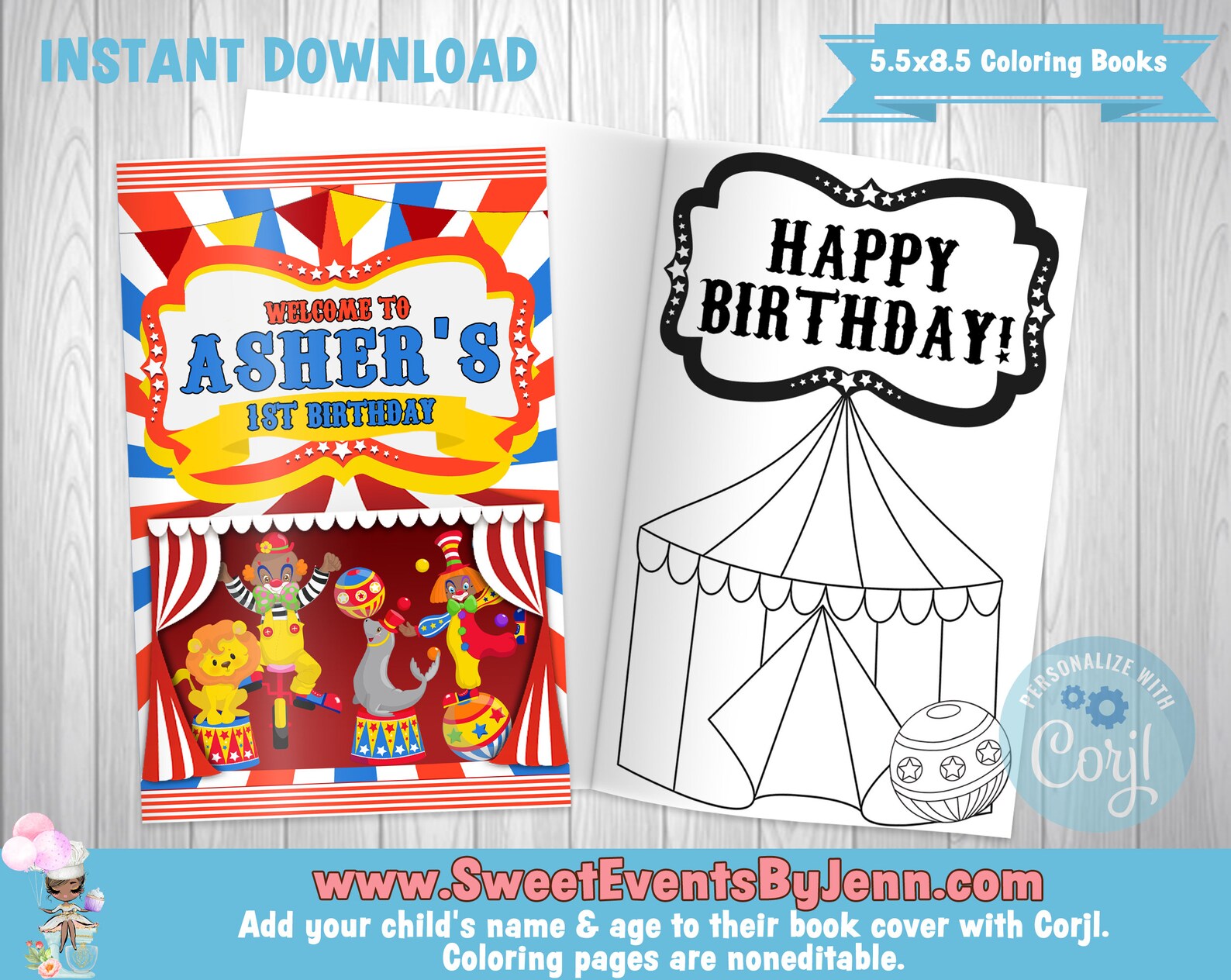 Circus Carnival Coloring Book Printable Coloring Book - Etsy