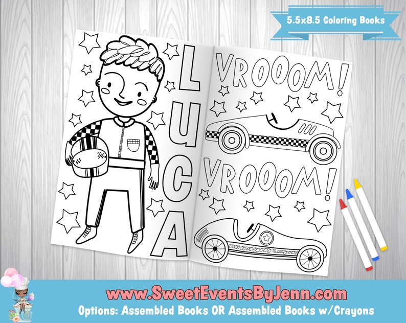 Vintage Race Car Coloring Book & Crayons: Birthday Party Favors - Etsy