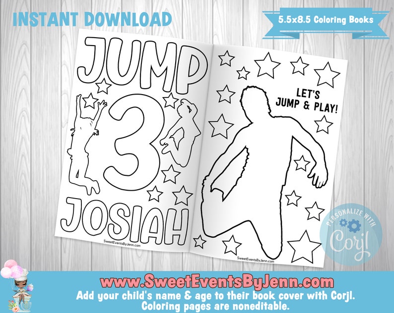 Jump Party Coloring Book Printable Book Instant Download - Etsy