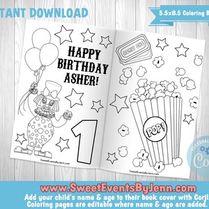 Circus Carnival Coloring Book - Printable Coloring Book - Instant ...
