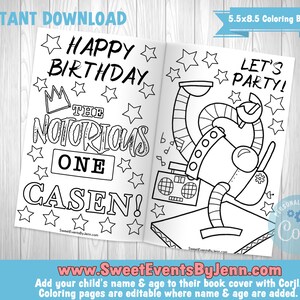 Notorious One 1st Birthday Coloring Book: Editable Pages (digital ...
