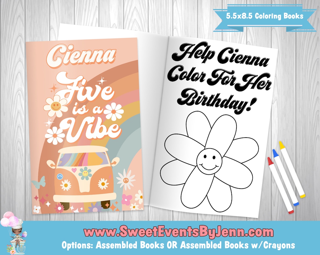Groovy Five is A Vibe Book and Crayons - 5th Birthday - Retro Theme ...