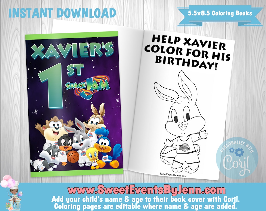 Space Jam Coloring Book: Editable Cover, Activity Pages (digital ...