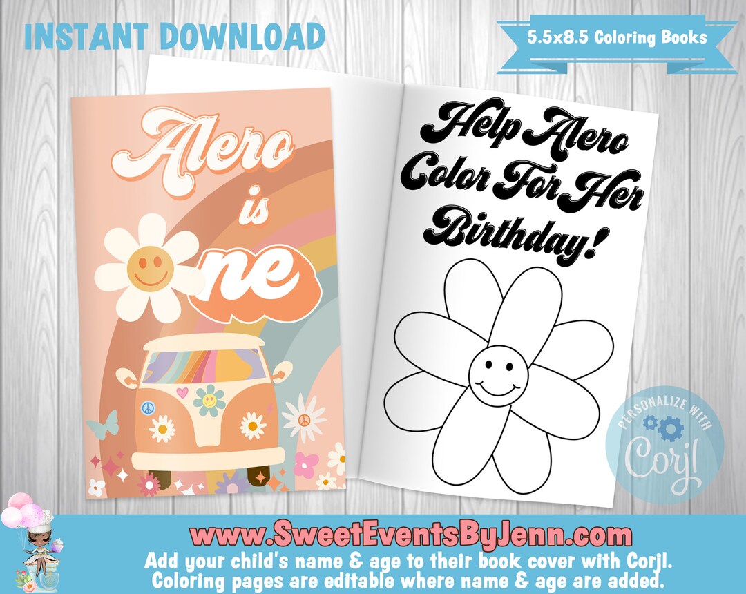 Groovy One Coloring Book - Printable Book - Instant Download - Corjl ...