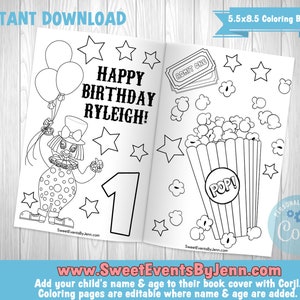 Circus Carnival Coloring Book: Personalized Birthday Party Favor ...