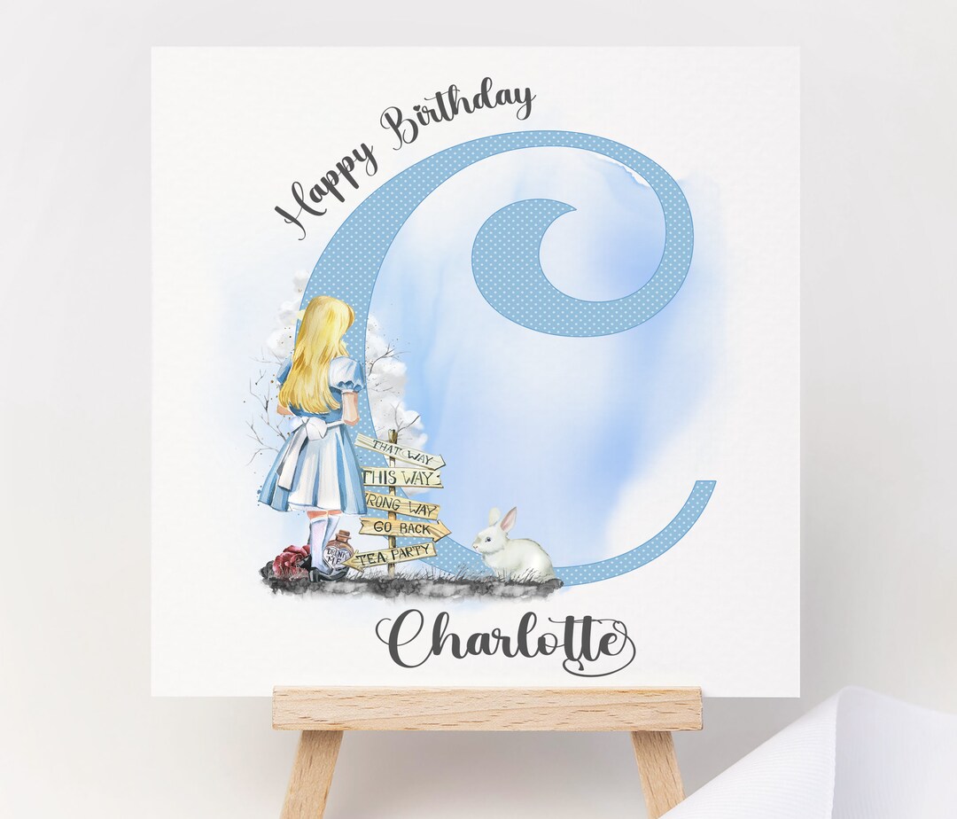 Pretty Alice in Wonderland Birthday Card, Greeting Card, Personalised ...
