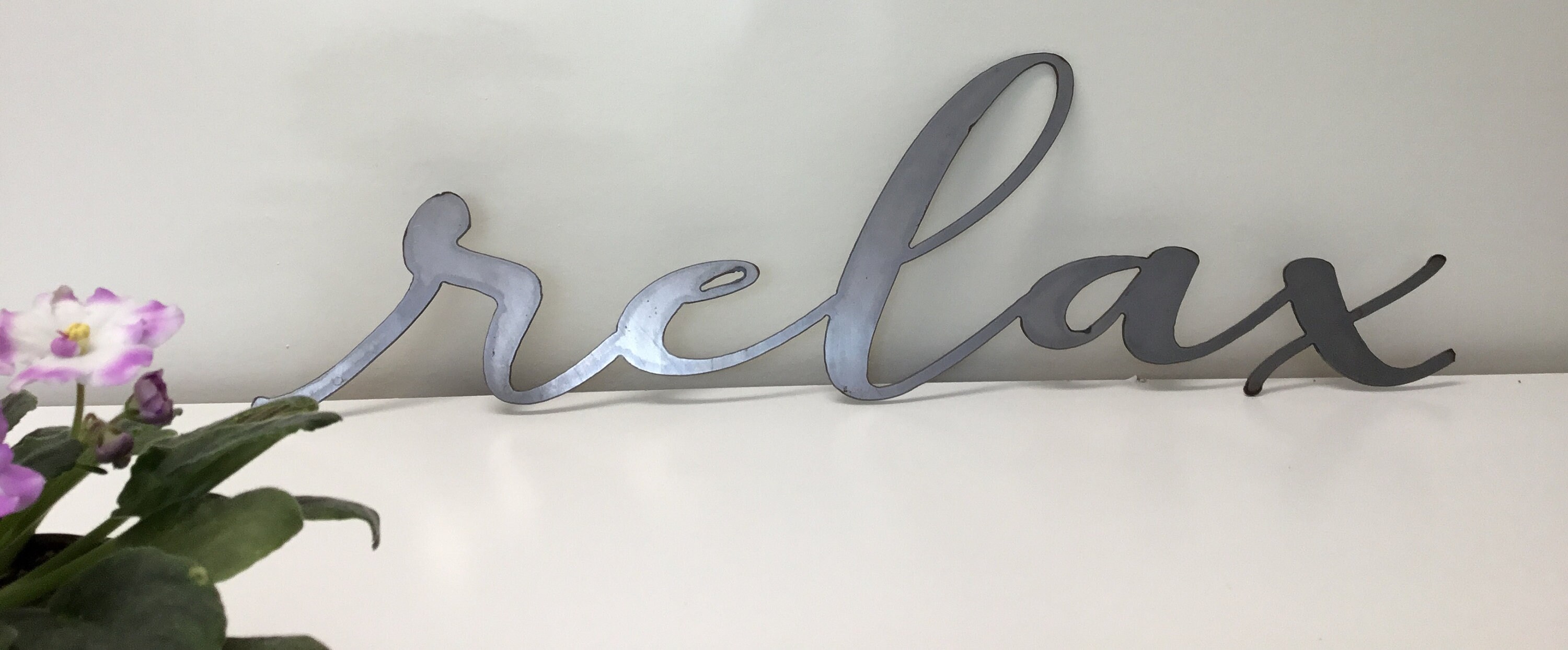 Relax Metal Word Sign-Cursive word sign-Metal Word art-relax | Etsy
