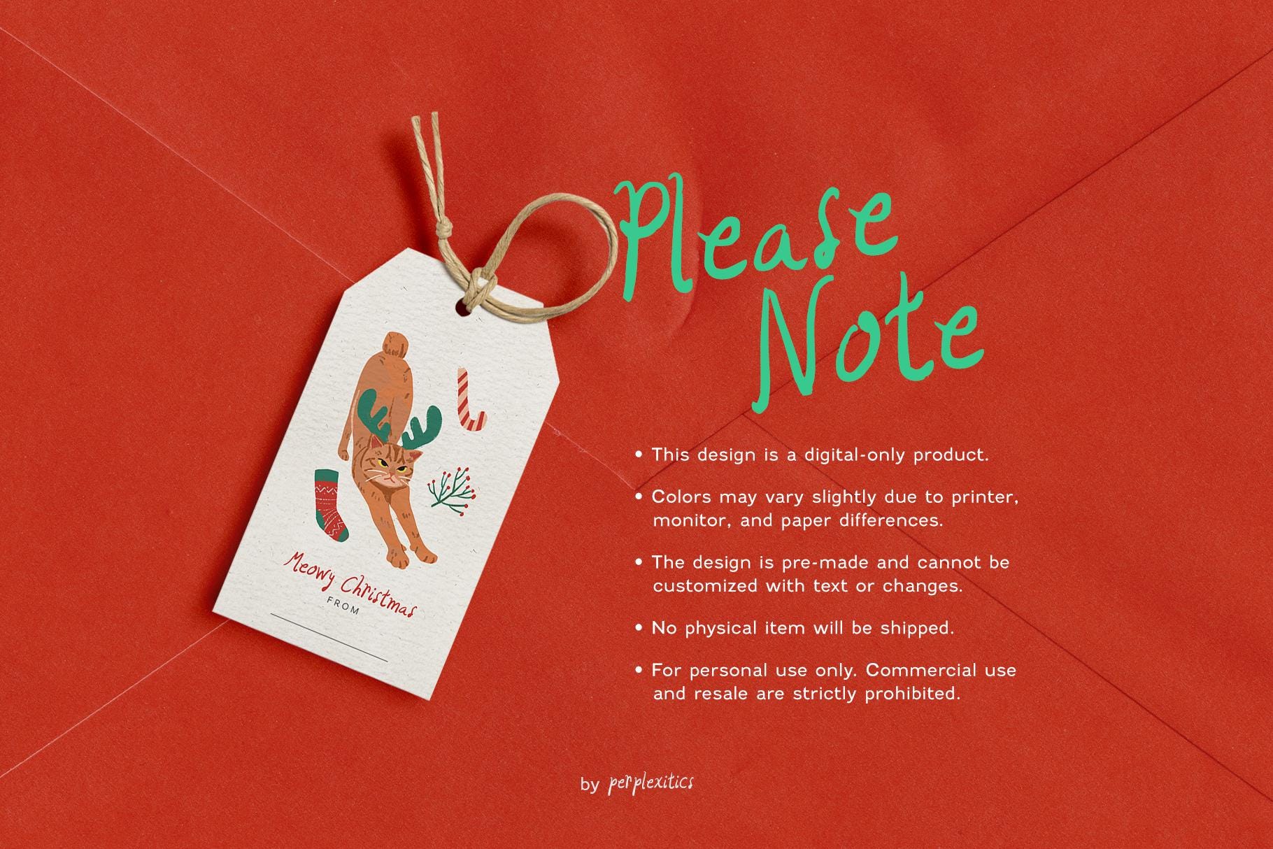 10 Christmas Cat Printable Gift Tags Whimsical Cat Christmas Gift Tag ...