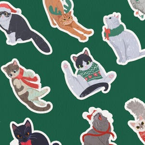 Cute Christmas Cats Clipart Bundle for Cat Lover 12 PNG & JPG Images ...