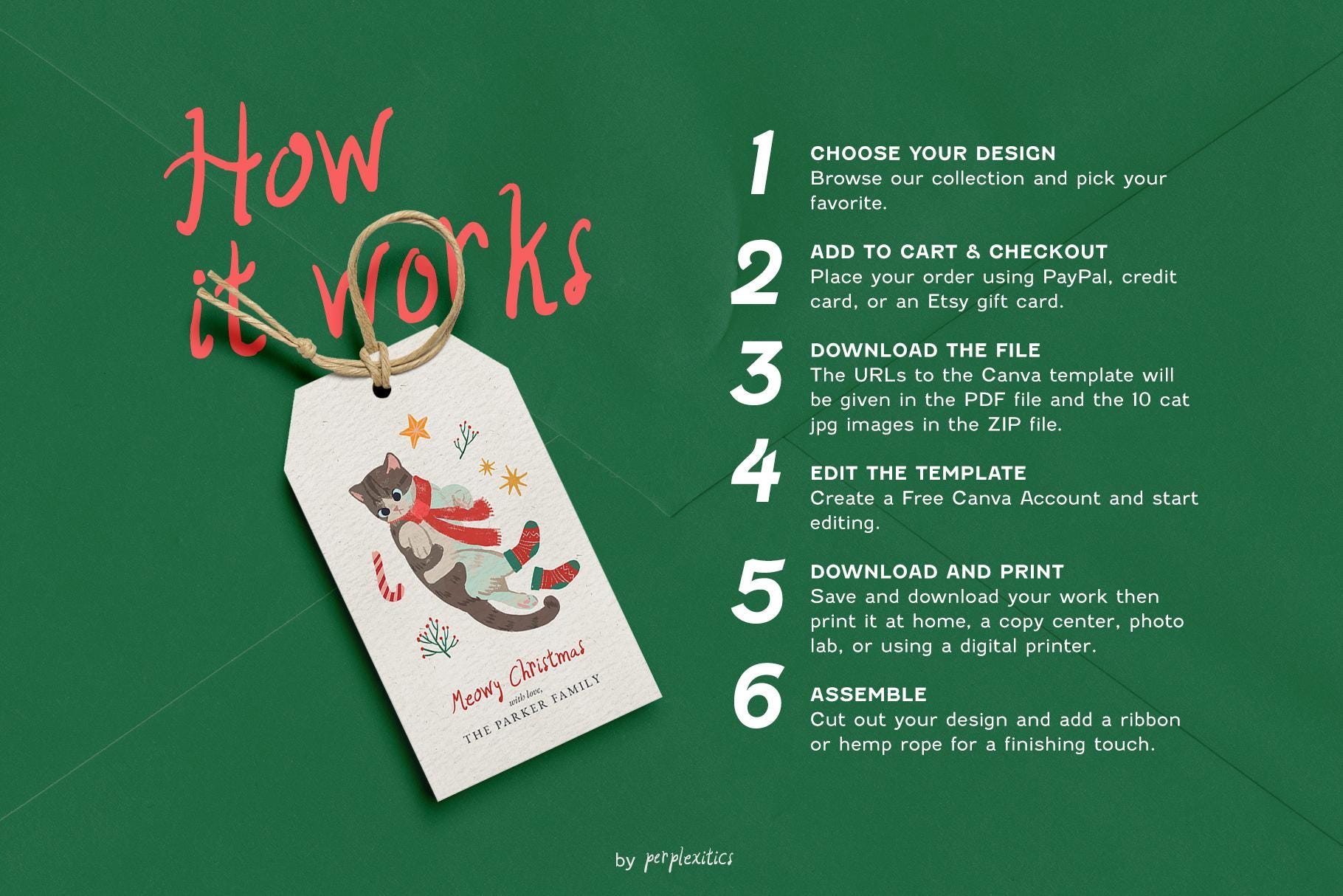 Editable Christmas Gift Tags Cat Christmas Gift Tags Set Merry ...