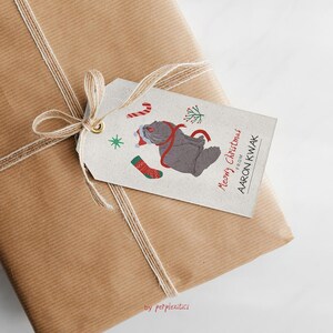 10 Christmas Cat Printable Gift Tags Whimsical Cat Christmas Gift Tag ...