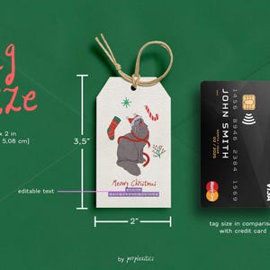 Editable Christmas Gift Tags Cat Christmas Gift Tags Set Merry ...