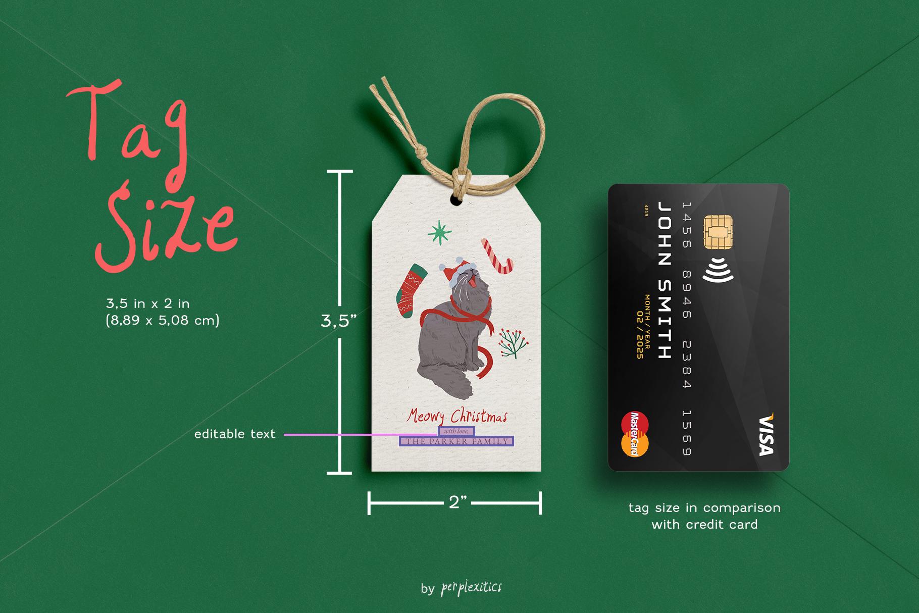 Editable Christmas Gift Tags Cat Christmas Gift Tags Set Merry ...