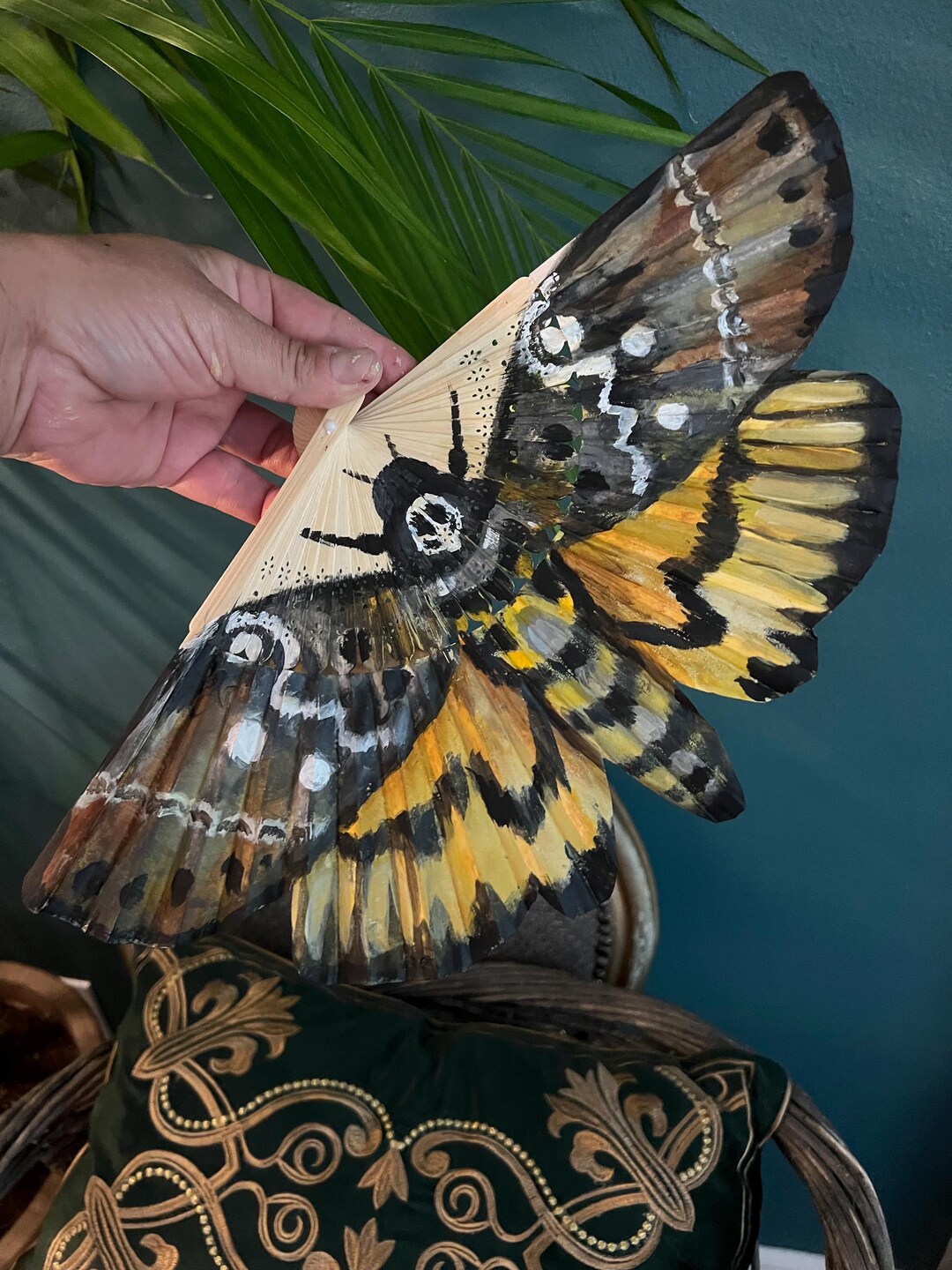 Hand Painted Moth/butterfly Fan - Etsy