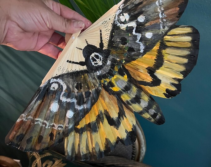 Hand Painted Moth/butterfly Fan - Etsy