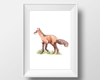 Items similar to Fox Watercolor and Ink painting - Art print ...
