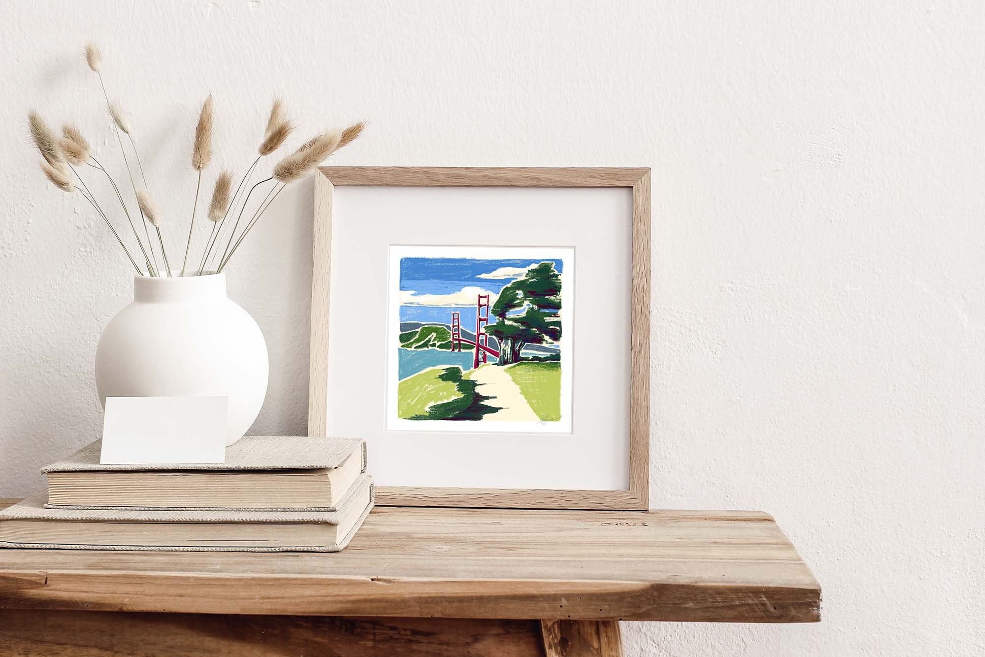 Presidio Golden Gate Bridge San Francisco Art Print Pastel Pencil ...