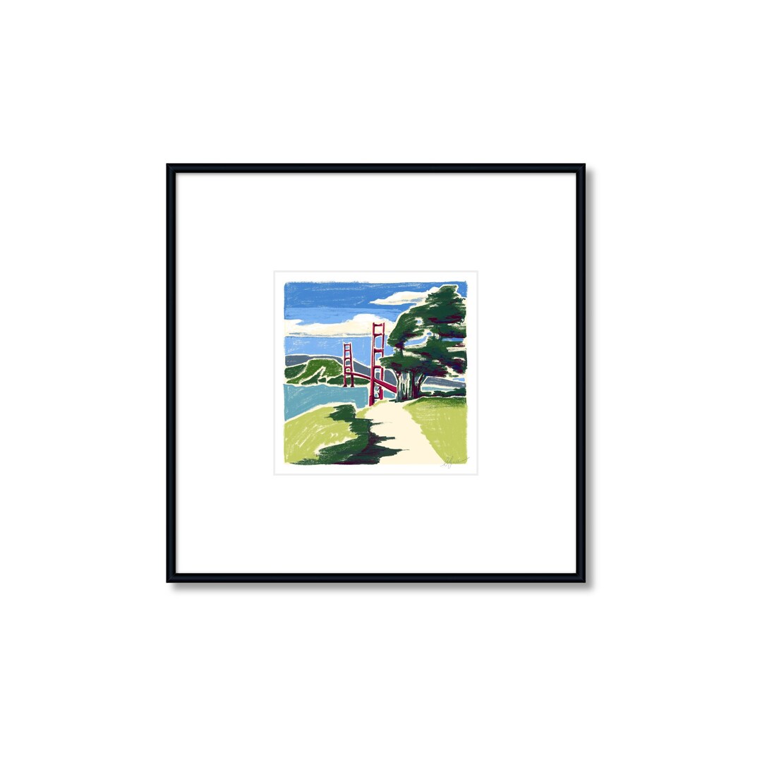 Presidio Golden Gate Bridge San Francisco Art Print Pastel Pencil ...