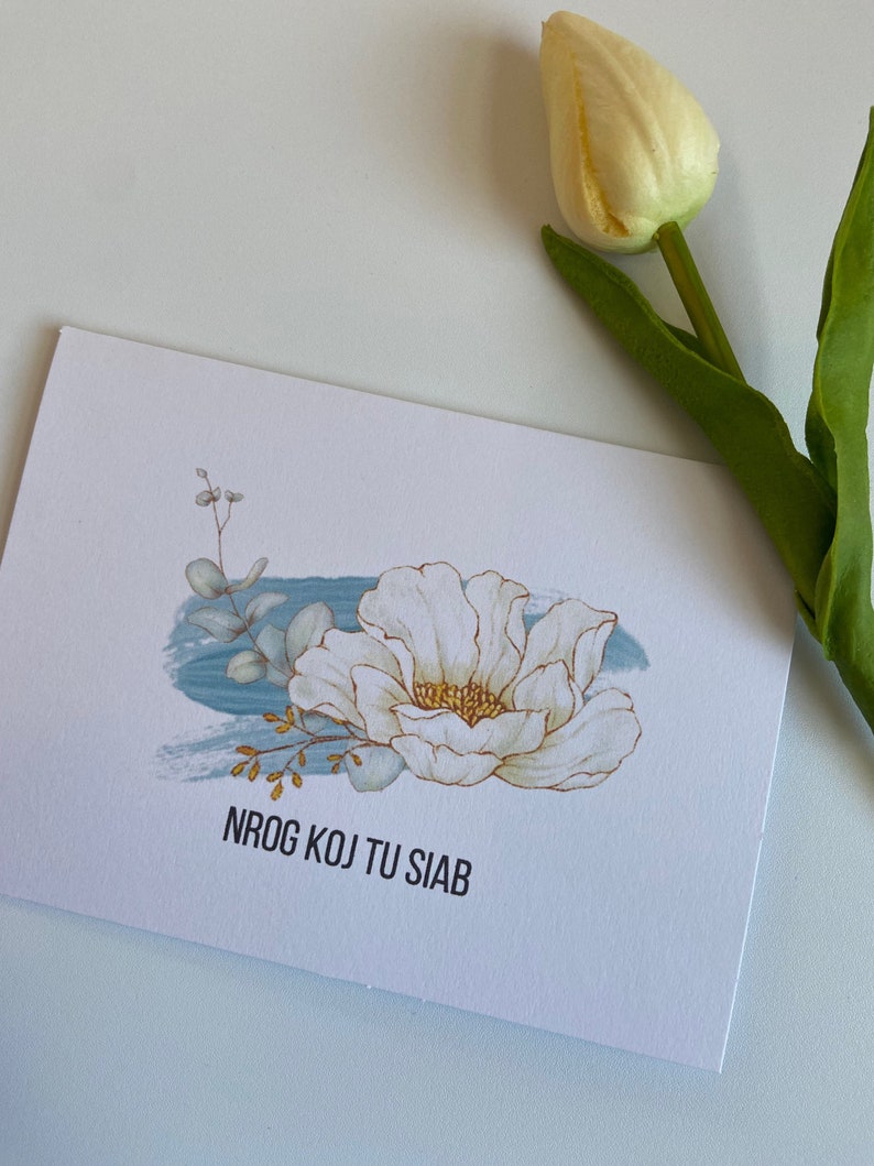 Blue Flower Hmong Sympathy Card - Etsy