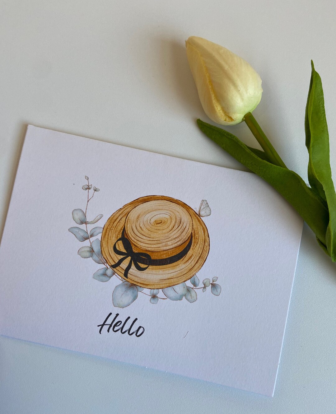 Hello Summer Leaf Hat Card english/hmong - Etsy