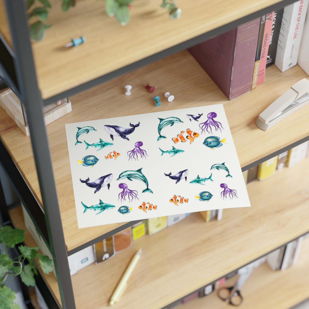 Ocean Life Sticker Sheets, Marine Animal Decor, Perfect for Journals ...
