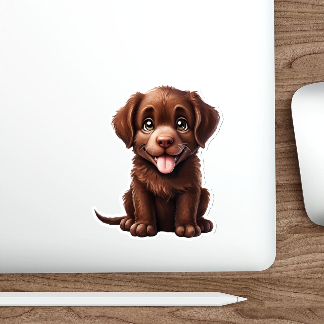 Chocolate Lab Puppy Stickers - Cute Animal Pet Sticker, Dog Lover Gift ...
