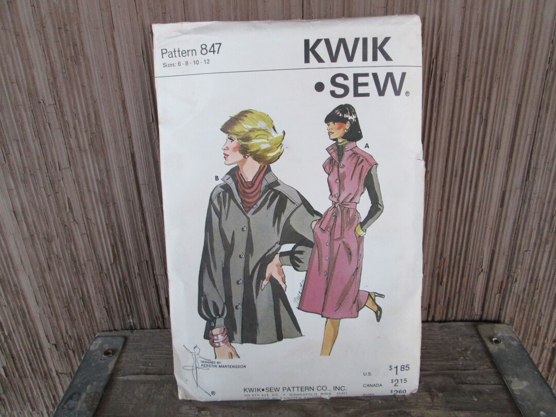 Vintage Kwik Sew Pattern # 847 Ladies Dress & Top Size 6 Thru 12 Uncut ...