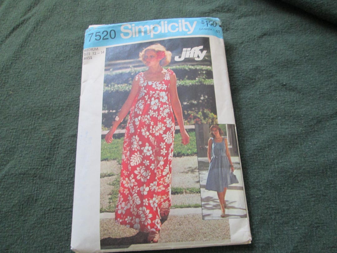 Vintage Simplicity Sewing Pattern #7520 Long Dress; Cut and Well Used ...