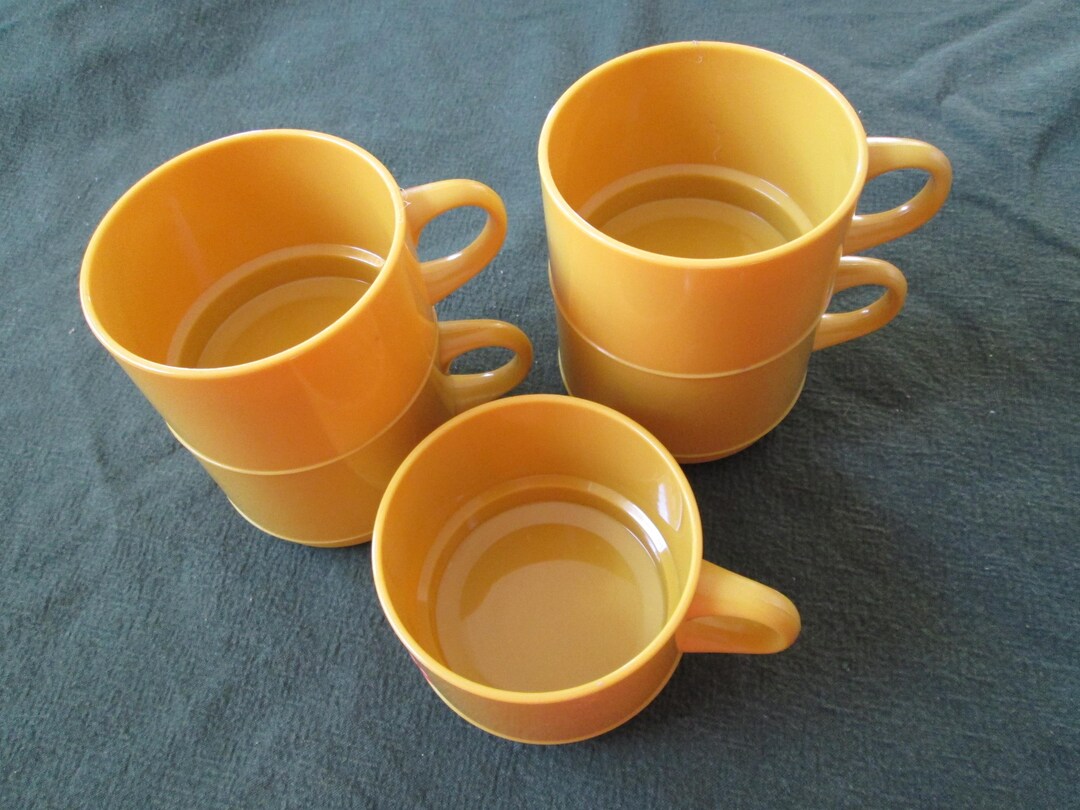 Vintage Golden Mustard Yellow Melmac Mugs, Coffee Cup, Tea Cup Five ...