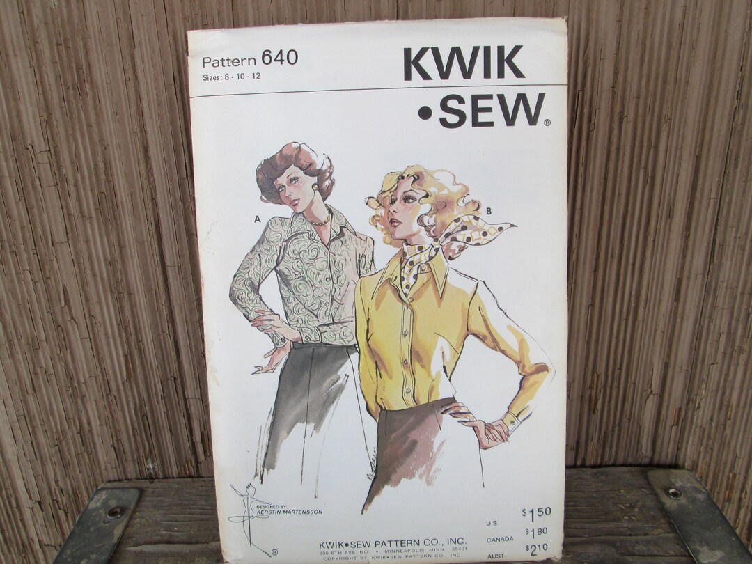Vintage Kwik Sew Pattern 640 Blouse Size 8, 10, 12 Uncut for Knit ...