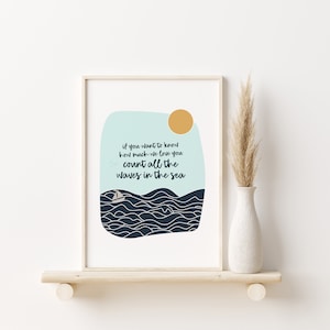 Count All the Waves in the Sea Sailboat and Waves Art Print for ...