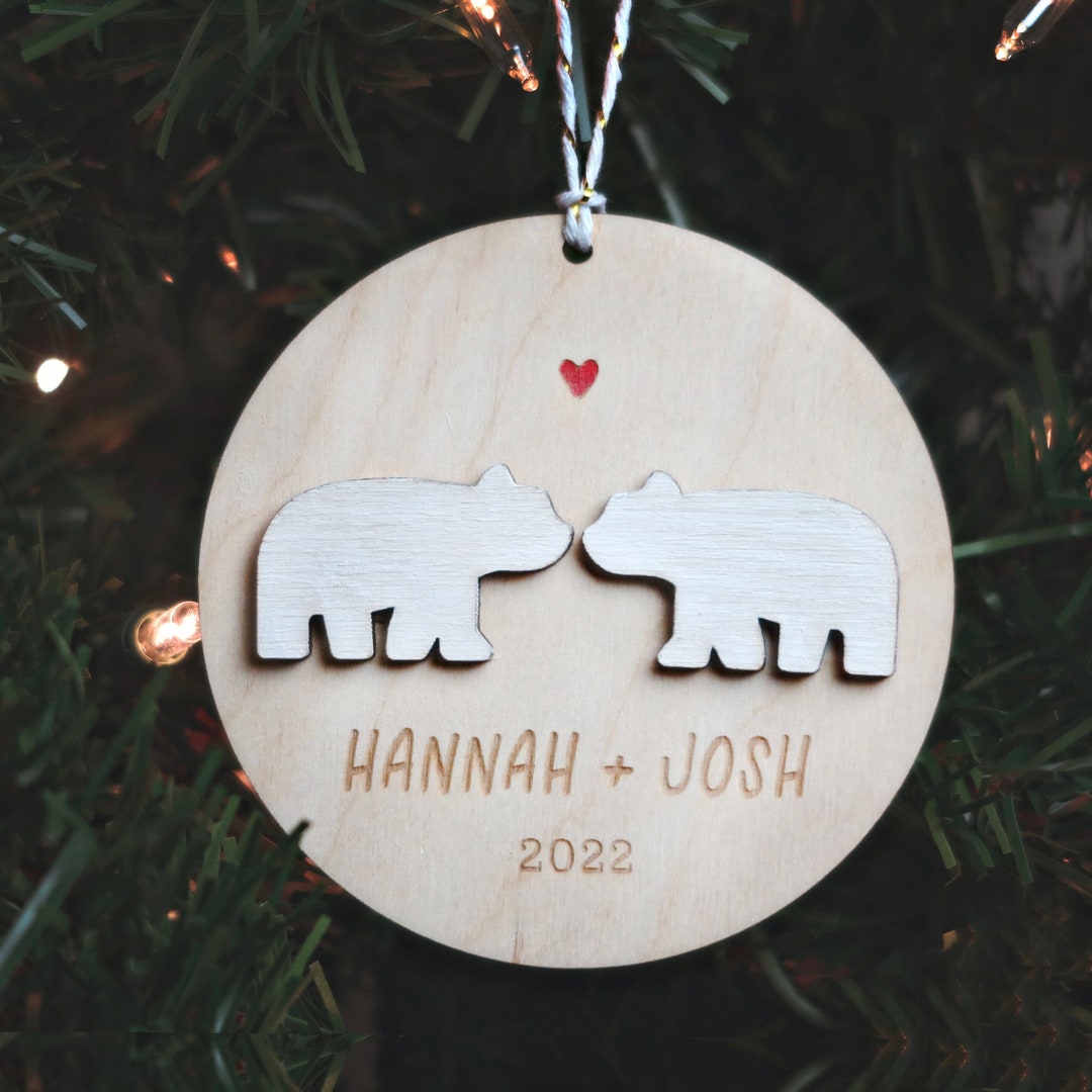 Couple Ornament Personalized Wood Polar Bears Ornament 2023 - Etsy