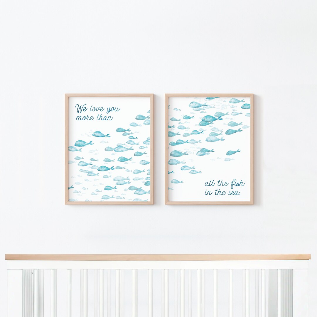 Love You More Than All the Fish in the Sea Watercolor 2 Print Set ...