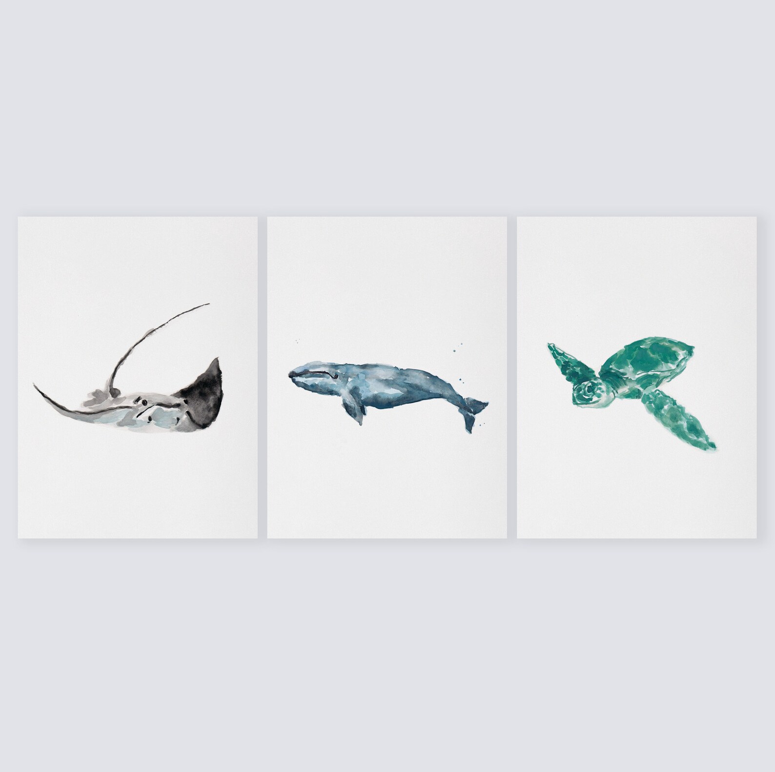 Ocean Animal Prints Nautical Nursery 3 Print Set. Under the - Etsy