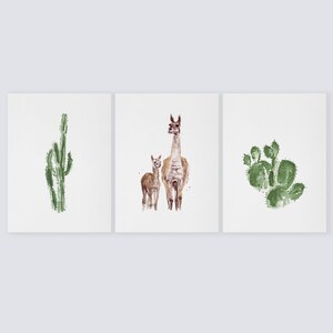 Llama and Cactus Watercolor Prints: Boho Nursery Art, Set of 3 - Etsy