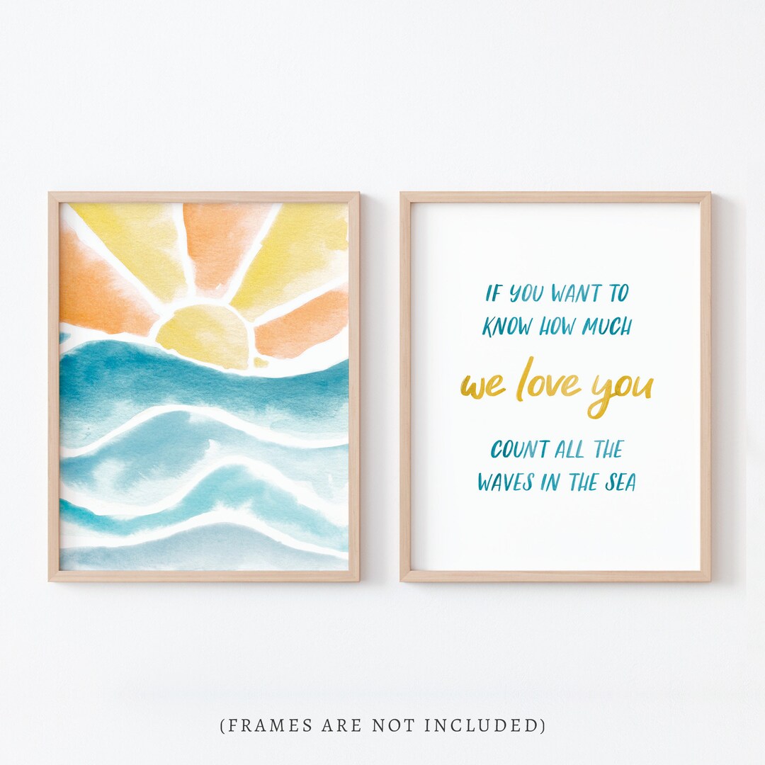 Count All the Waves in the Sea Watercolor Art 2 Print Set for Beach ...